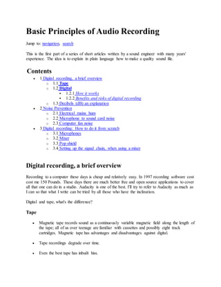 Basic principles of audio recording | DOCX