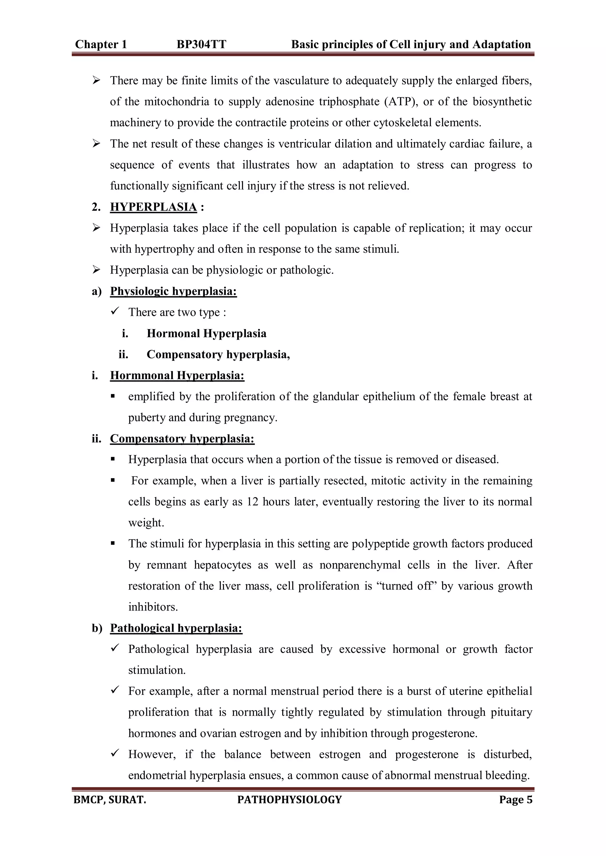 Basic principles of cell injury and adaptation | PDF