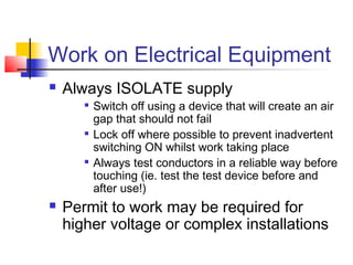 Basic principles of electrical safety | PPT