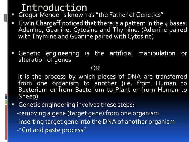 Basic principles of genetic engineering | PPTX