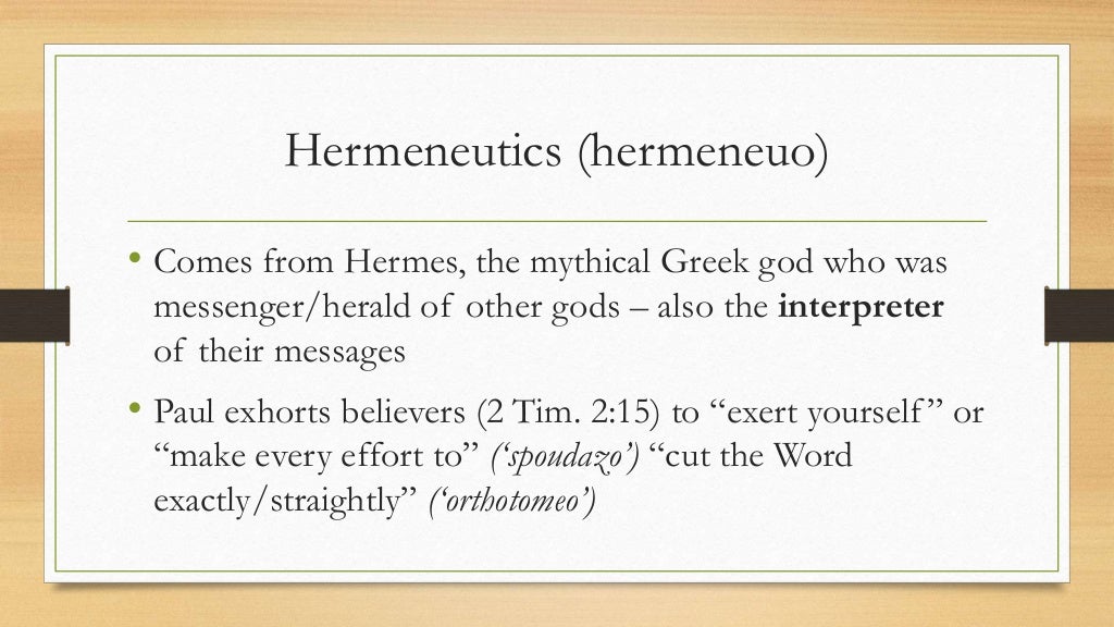Basic Principles Of Hermeneutics
