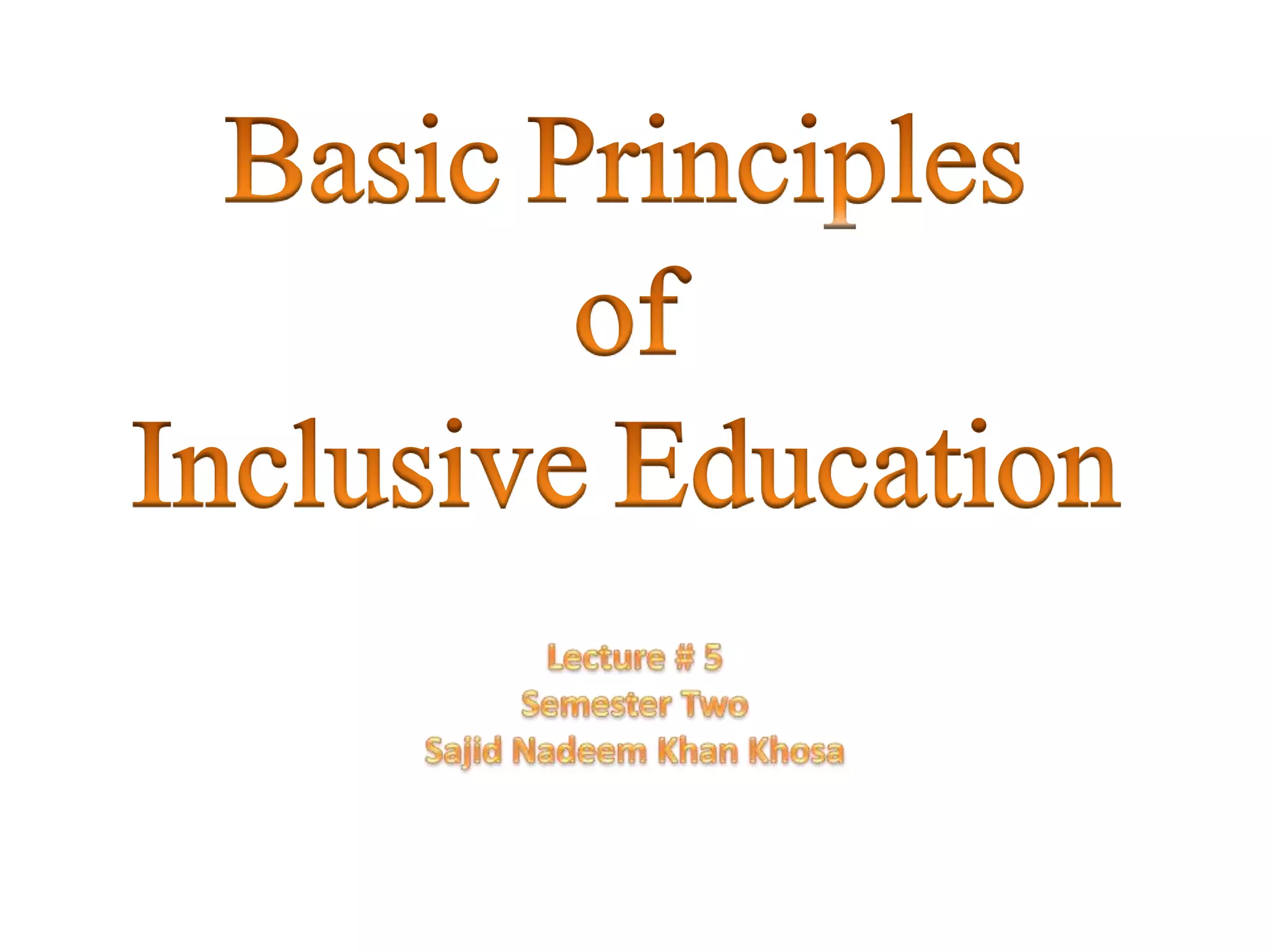 Basic principles of inclusive education | PPTX