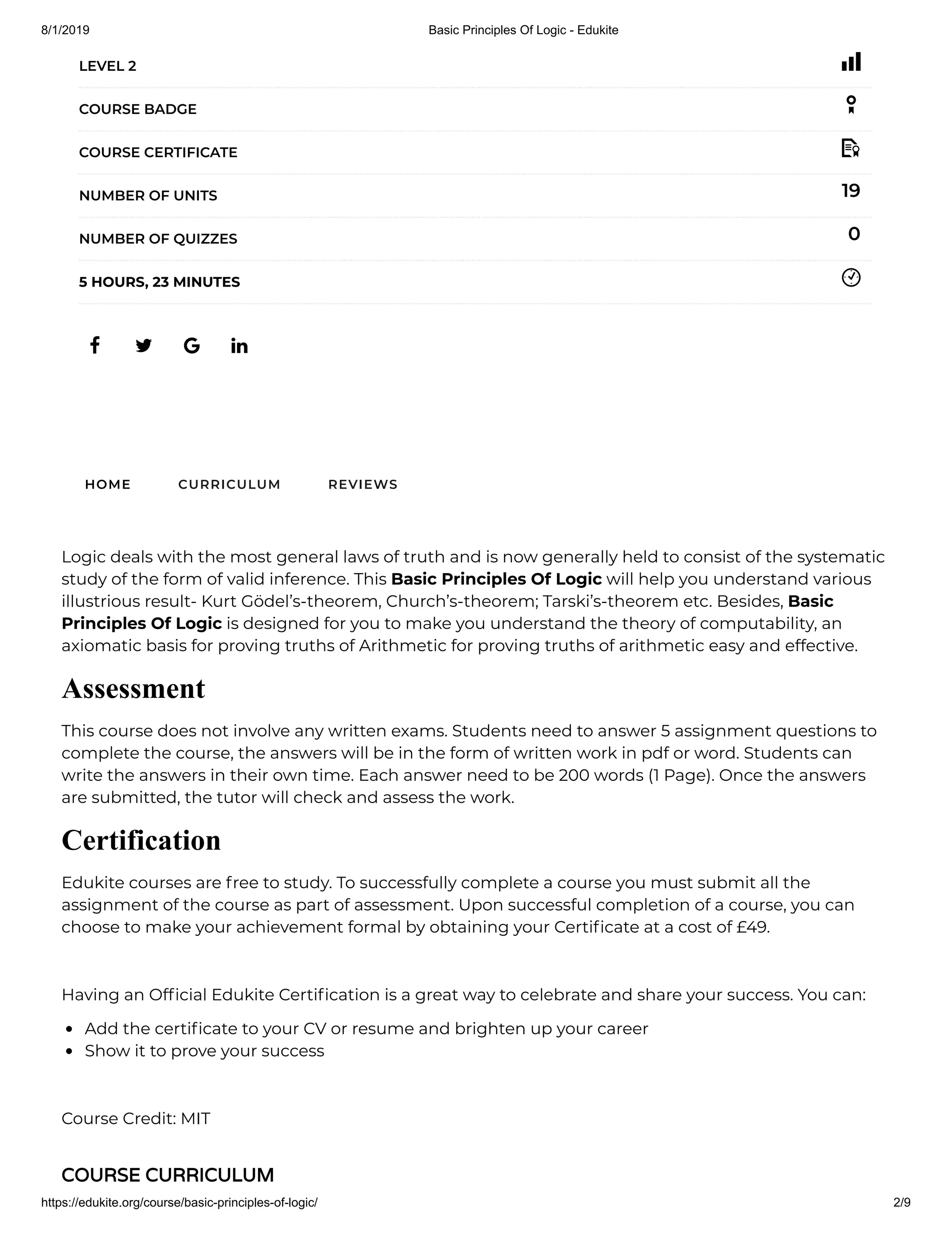 Basic Principles Of Logic - Edukite | PDF