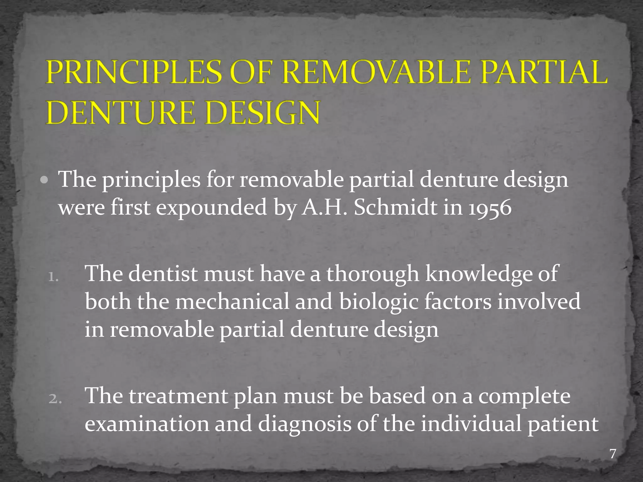 Basic principles of removable partial denture design copy | PPTX
