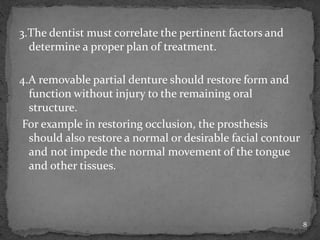 Basic principles of removable partial denture design copy | PPTX