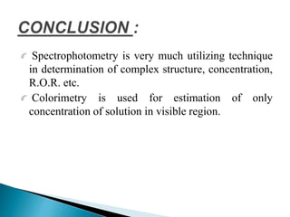 Basic principle of spectrophotometry & colorimetry | PPTX