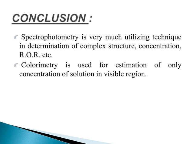 Basic principle of spectrophotometry & colorimetry | PPTX | Chemistry ...