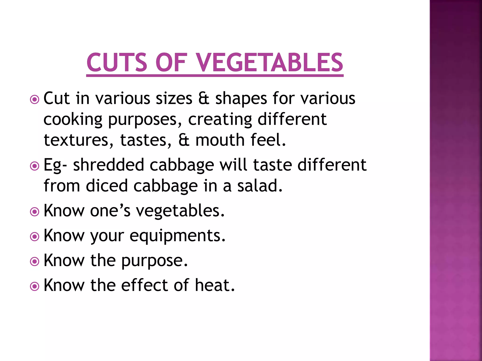 Basic principles of vegetables cookery | PPTX