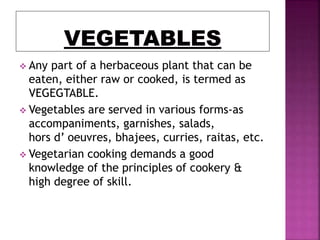 Basic principles of vegetables cookery | PPTX