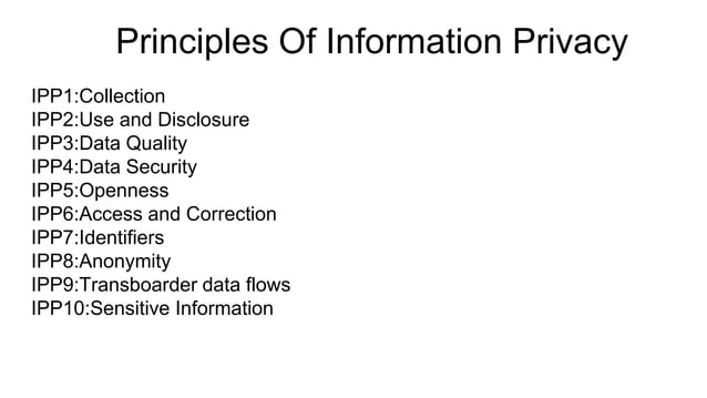 Basic principles to information privacy in data mining & data warehouse | PPTX | Databases ...