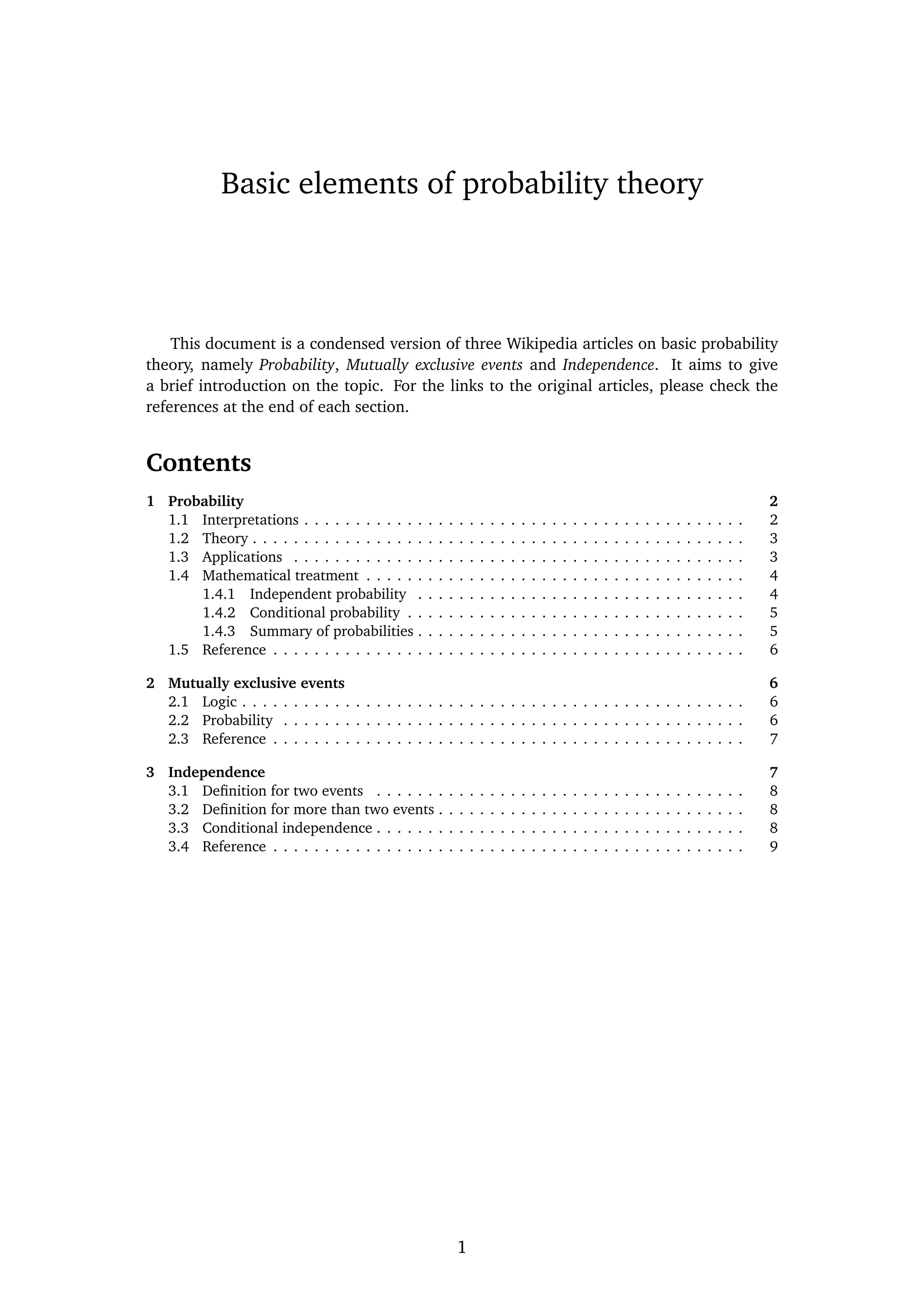 Basic Elements of Probability Theory | PDF