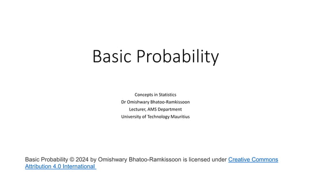 Introduction to Probability and Distributions | PPT