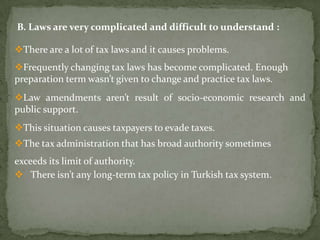 Basic Problems In Turkish Tax System | PPTX