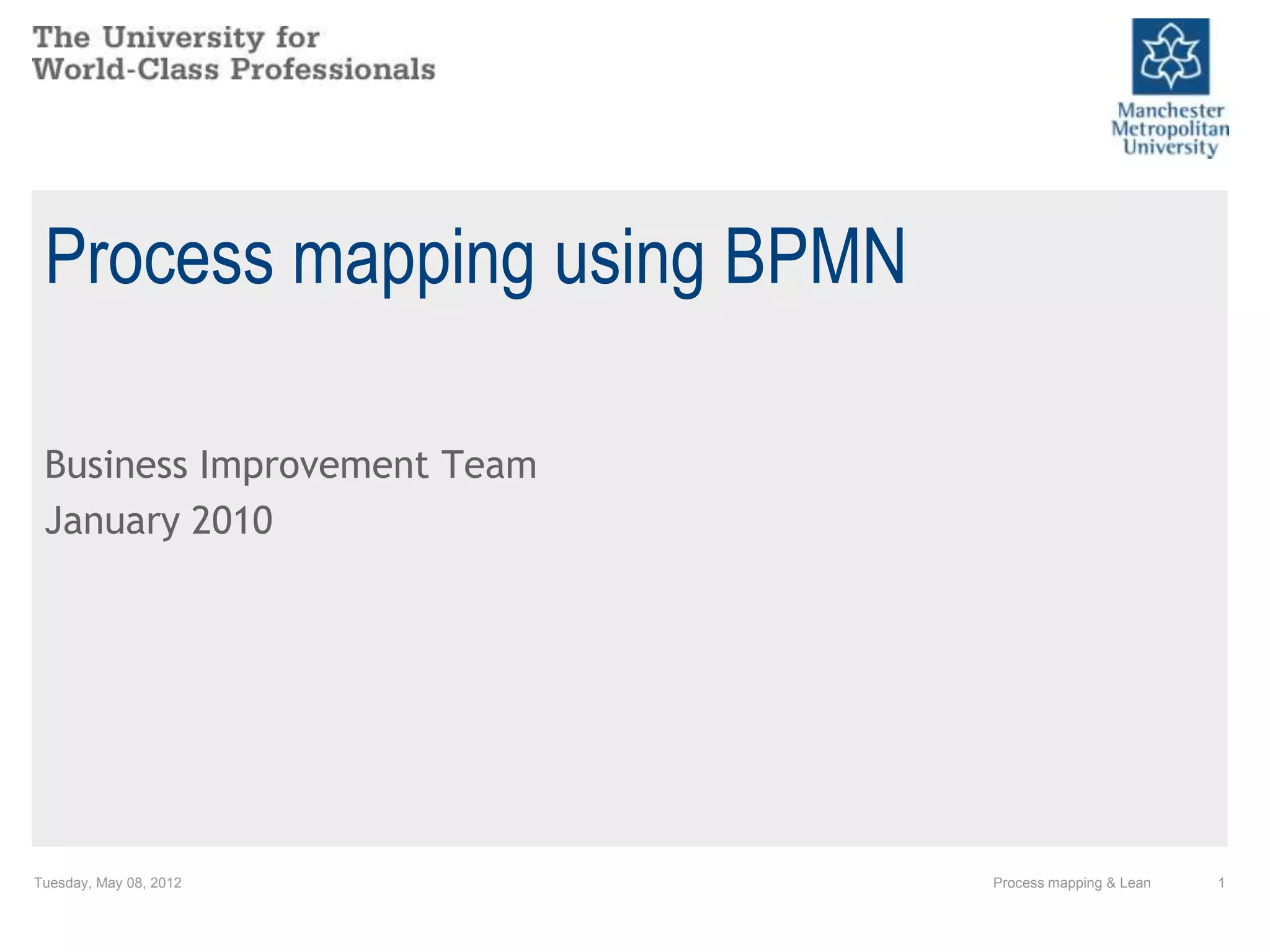 Basic process mapping using BPMN | PPTX