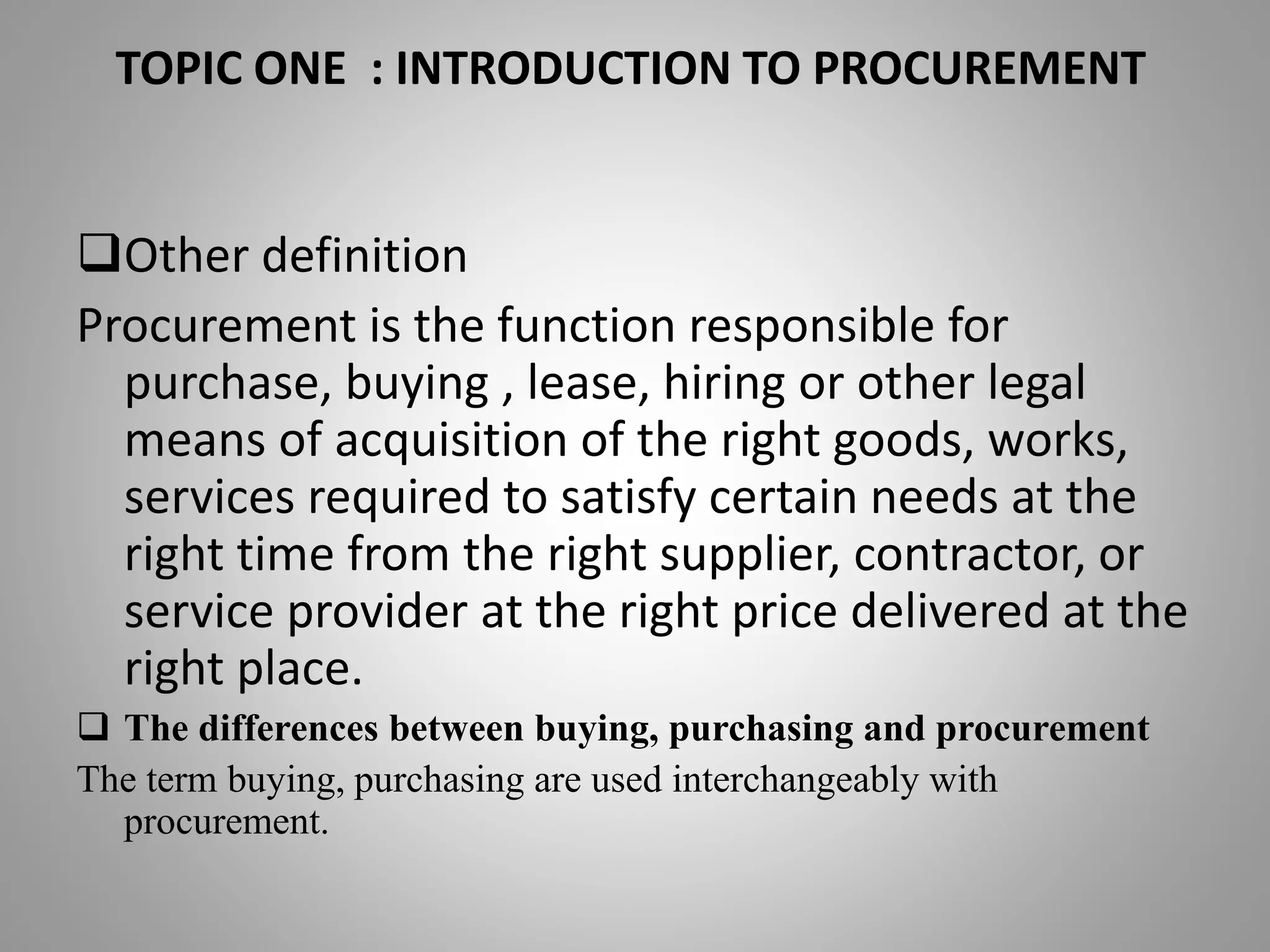 Basic procurement principle lect.1 | PPTX