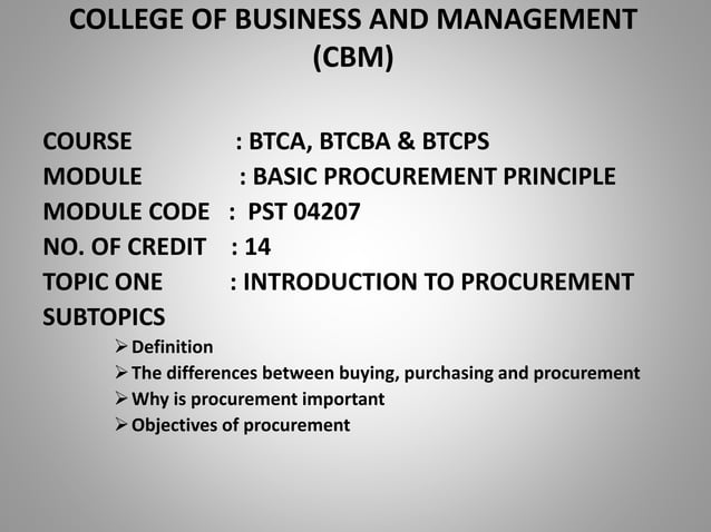 Basic procurement principle lect.1 | PPTX | Mergers and Acquisitions | Business Banking & Finance