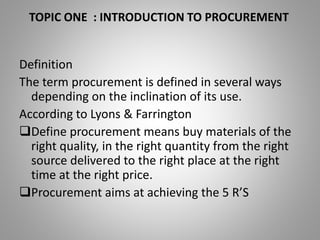 Basic procurement principle lect.1 | PPTX