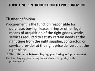 Basic procurement principle lect.1 | PPTX