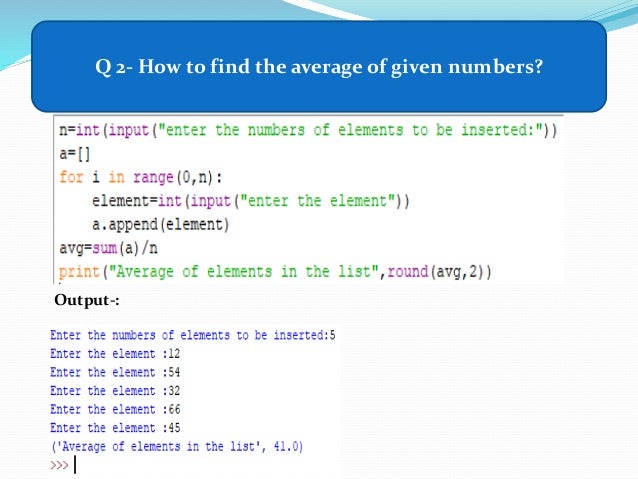 Basic programs in python