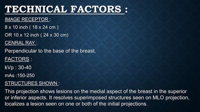 Basic projections of mammogram | PPTX | Medical Tests | Medical Health