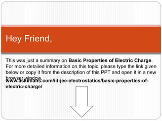 Basic Properties of Electric Charge | Physics | PPTX