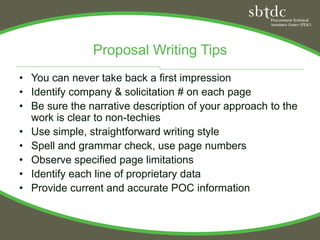 Basic Proposal Writing, PTAC | PPT