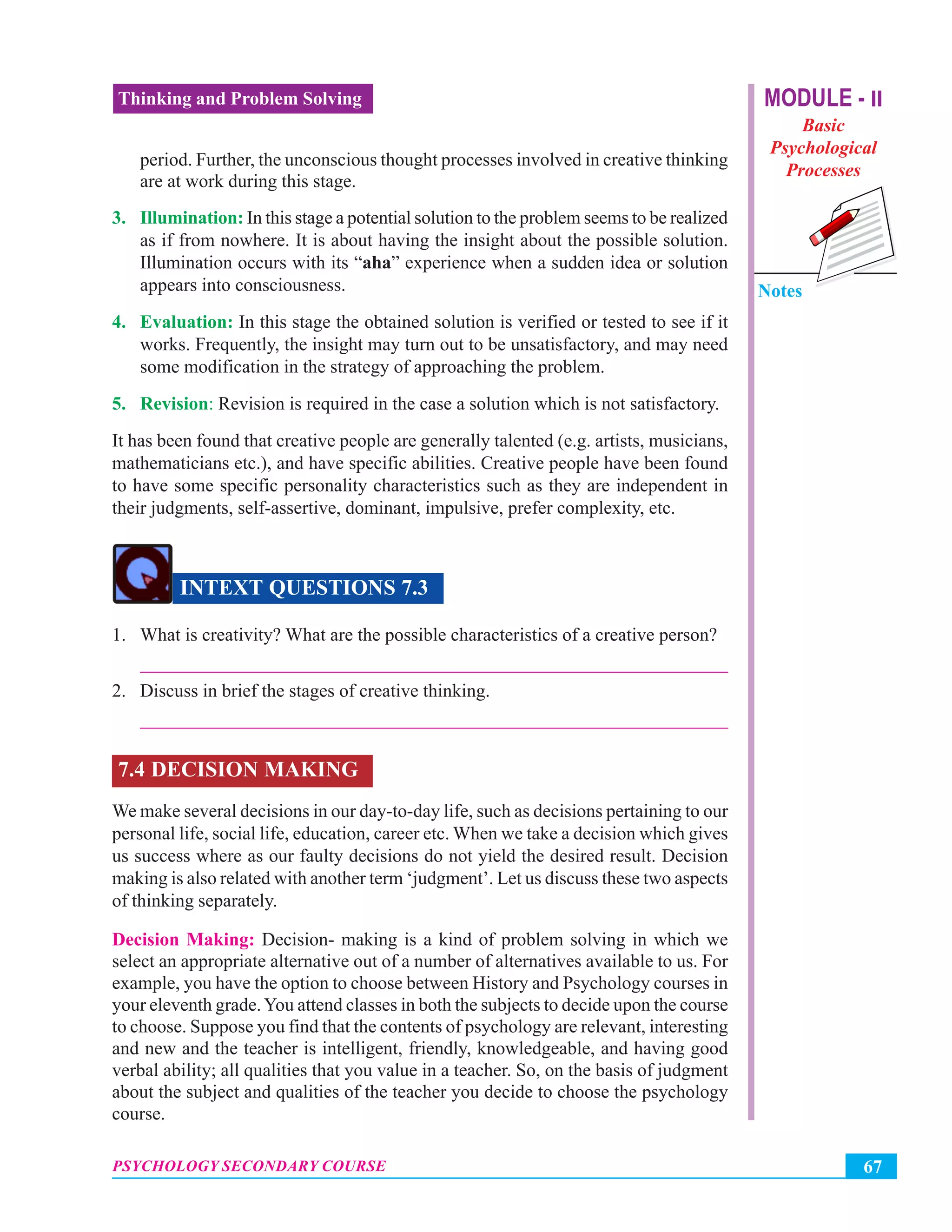 Basic psychological processes thinking and problem solving | PDF