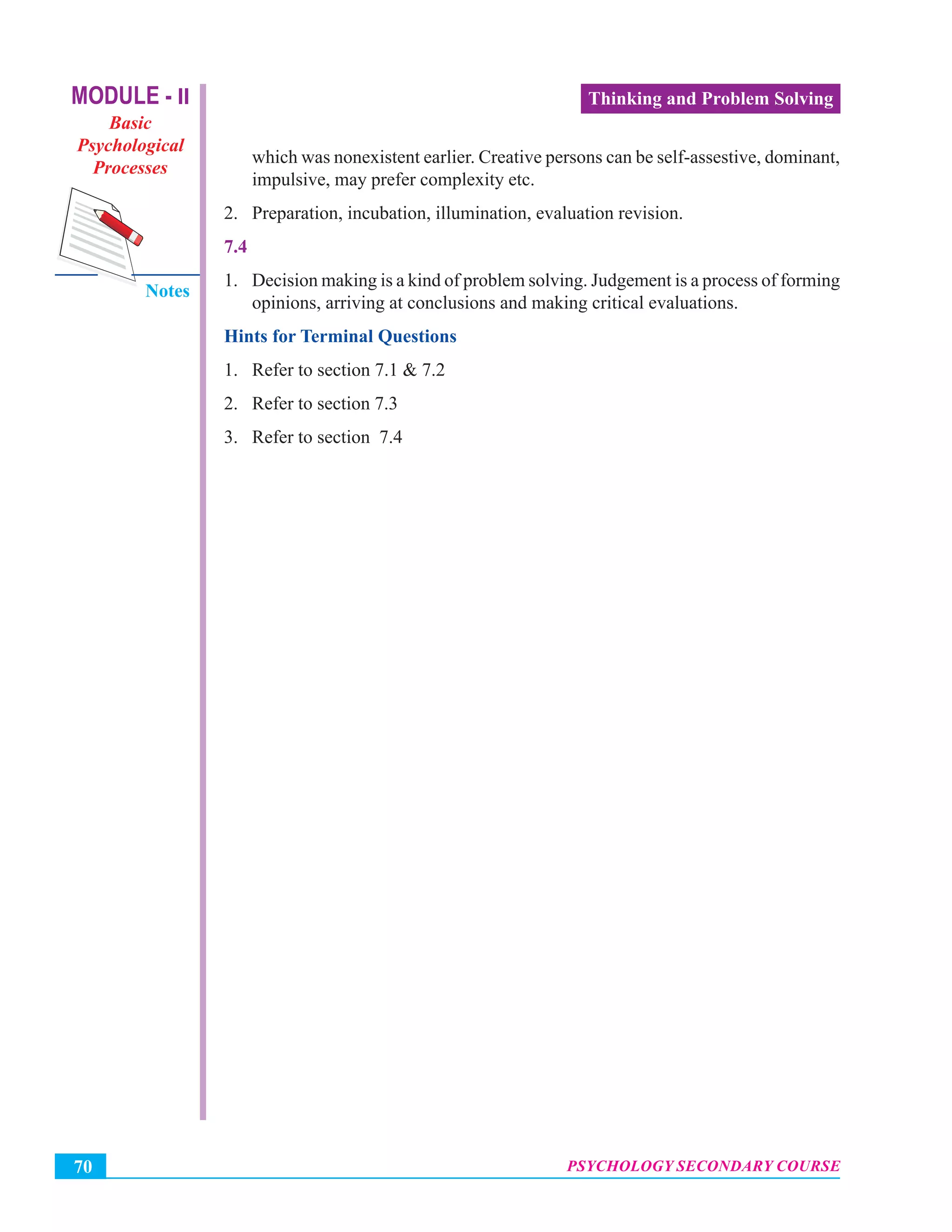 Basic psychological processes thinking and problem solving | PDF