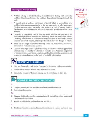 Basic psychological processes thinking and problem solving | PDF