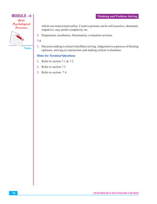 Basic psychological processes thinking and problem solving | PDF