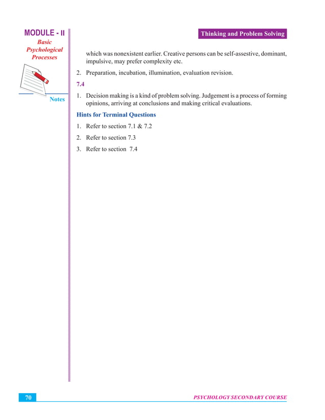 Basic psychological processes thinking and problem solving | PDF