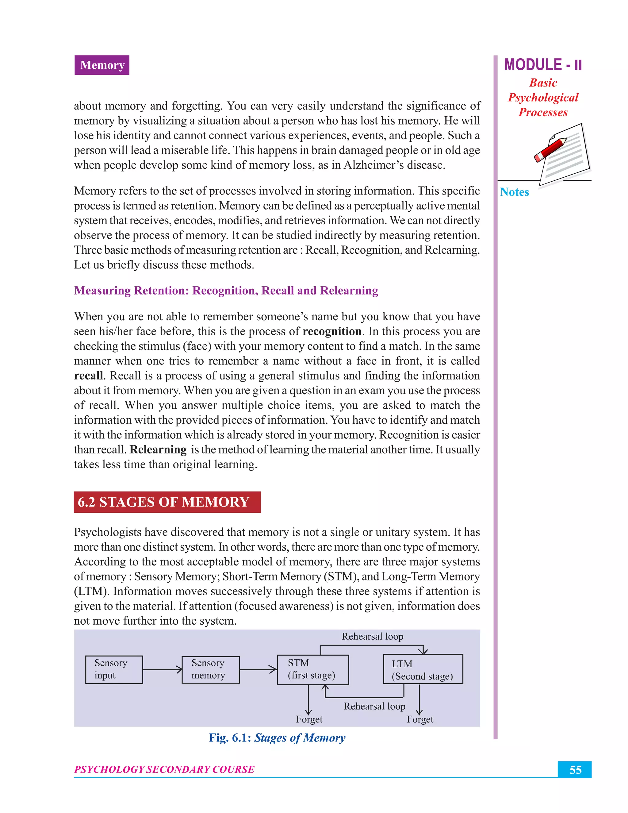 Basic psychological processes memory | PDF