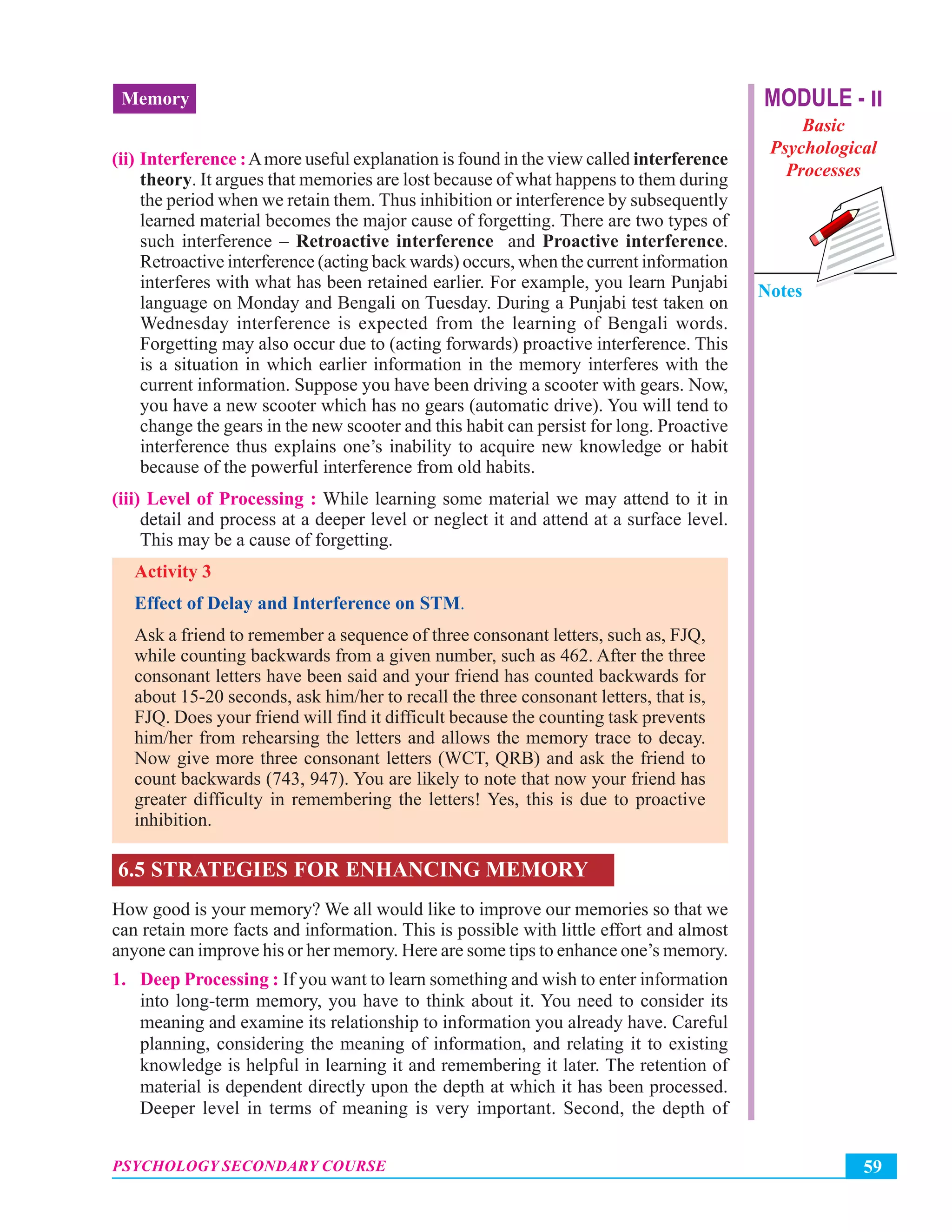 Basic psychological processes memory | PDF