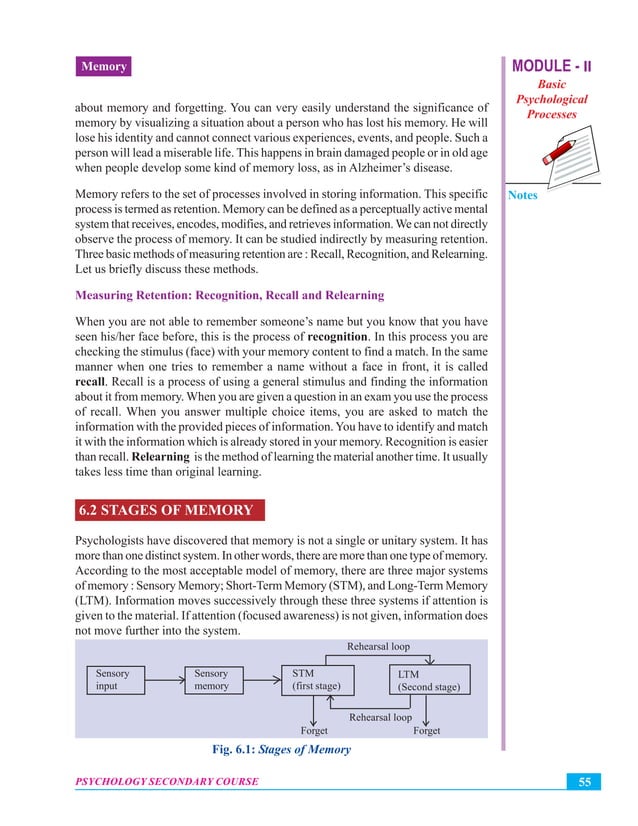 Basic psychological processes memory | PDF