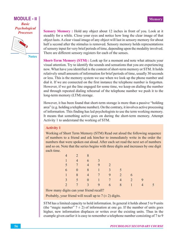 Basic psychological processes memory | PDF