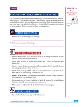 Basic psychological processes memory | PDF