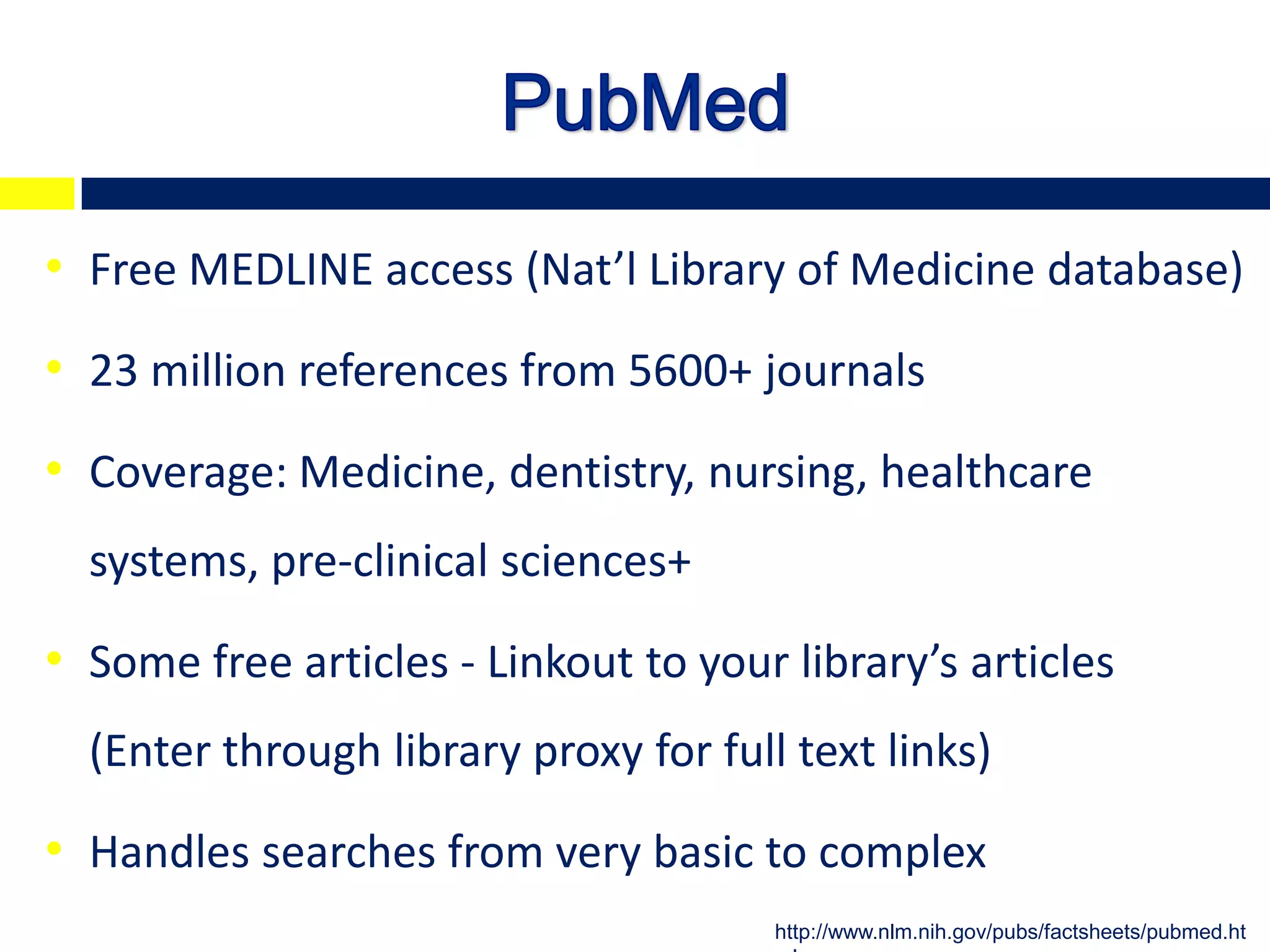 PubMed Basics | PPTX | Search | Internet