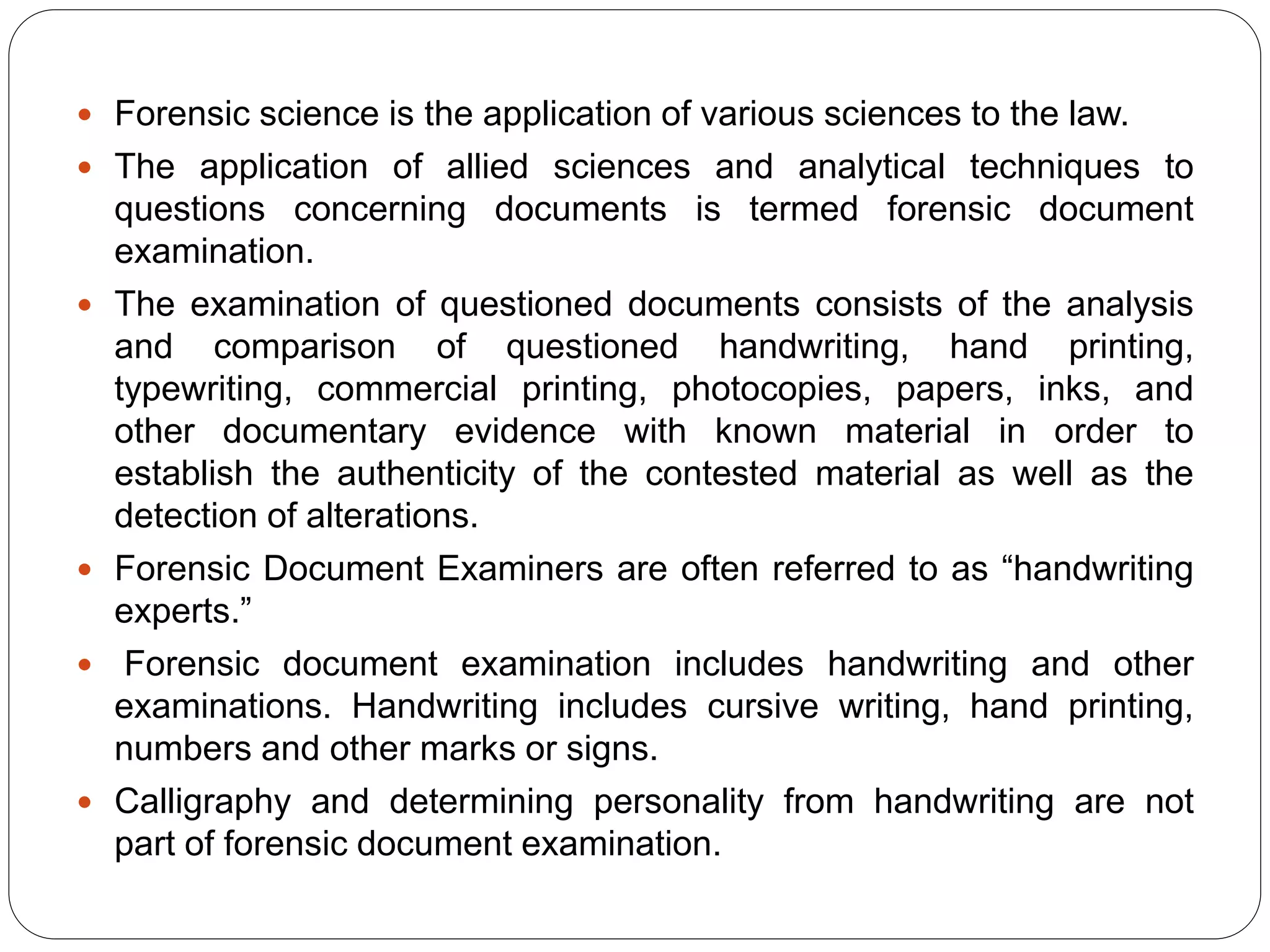 forensic questioned document examination | PPTX