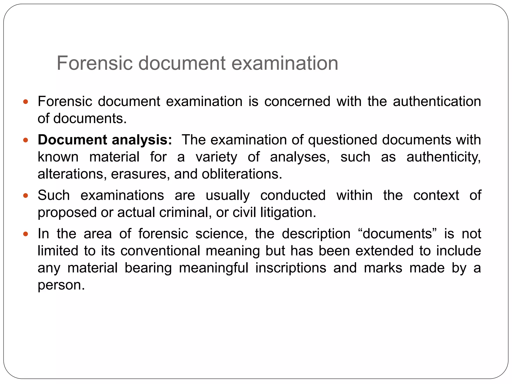 forensic questioned document examination | PPTX
