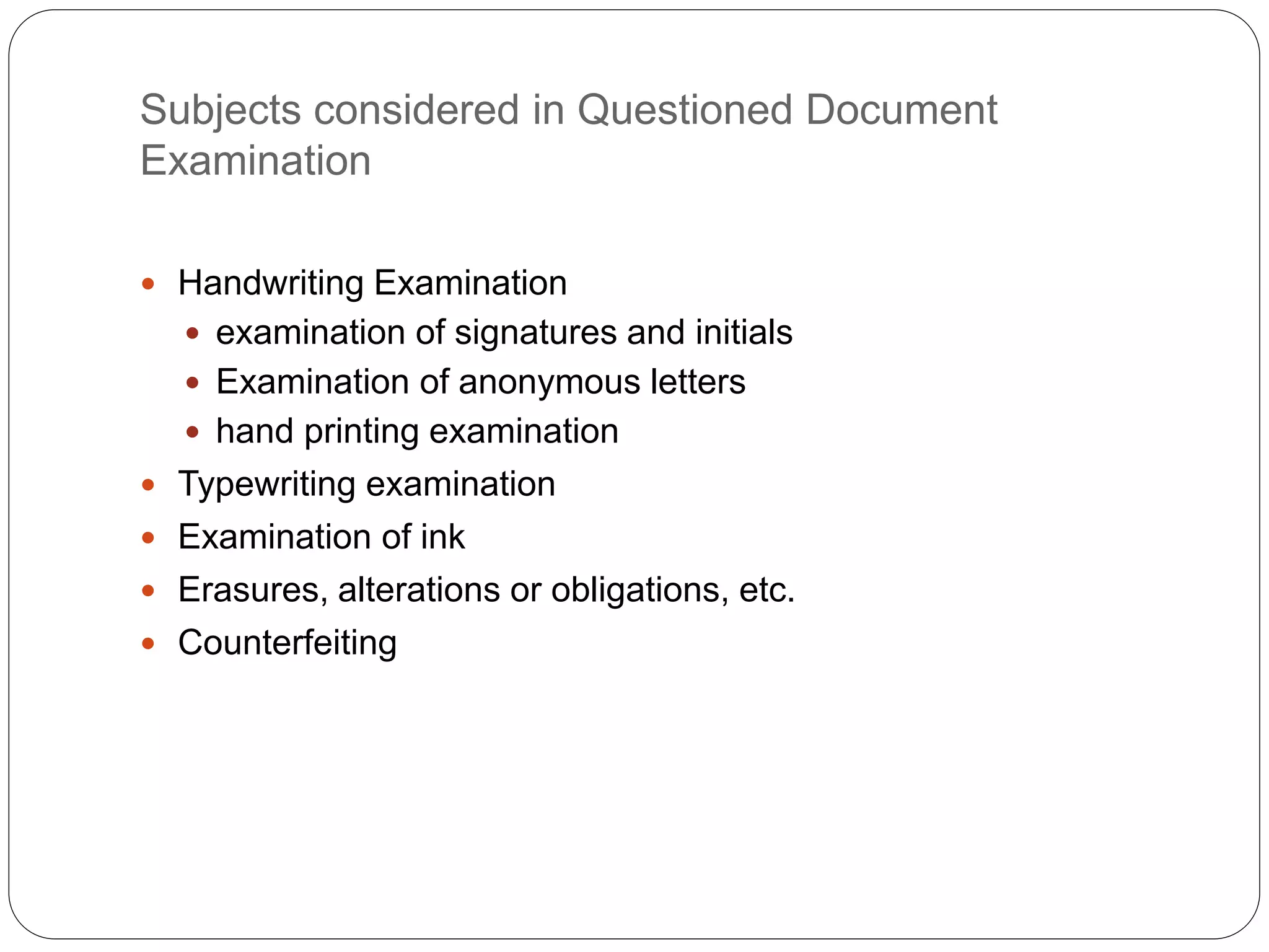 forensic questioned document examination | PPTX