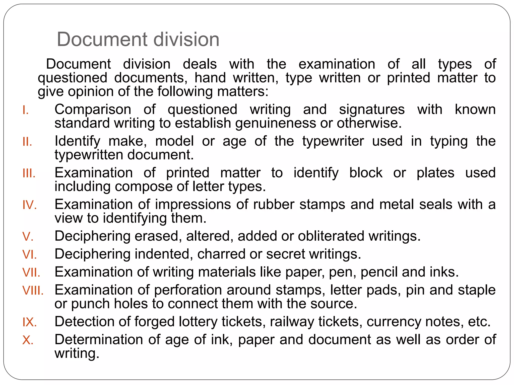 forensic questioned document examination | PPTX