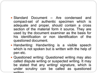 forensic questioned document examination | PPTX