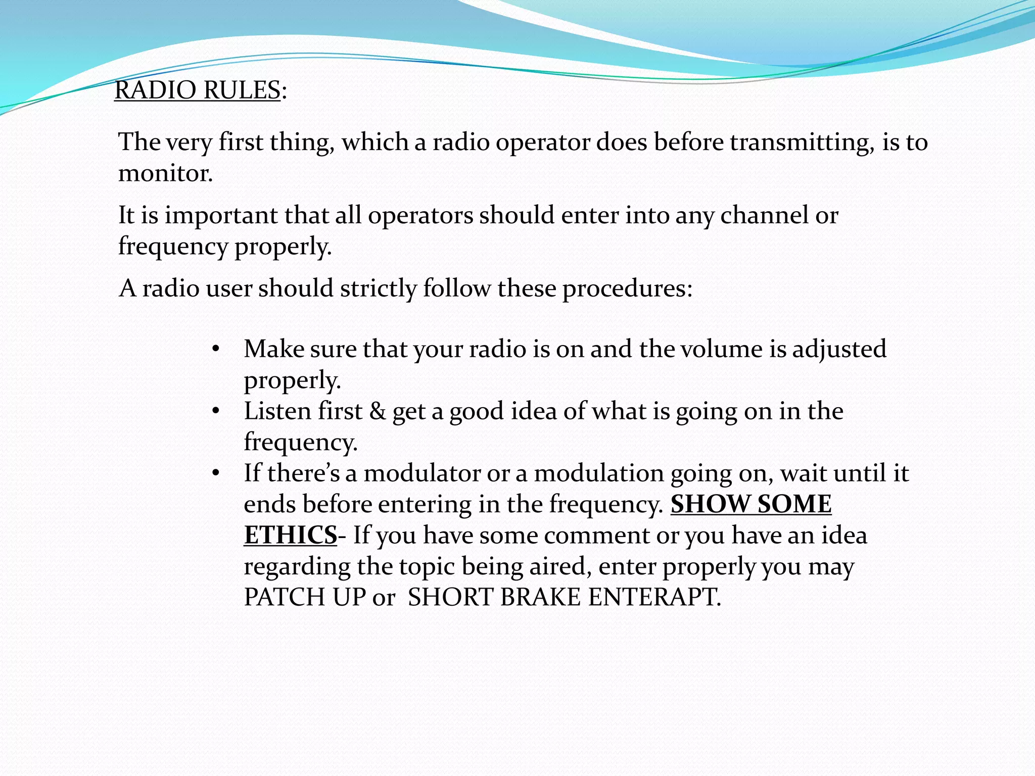 Basic radio communication & operation | PPTX