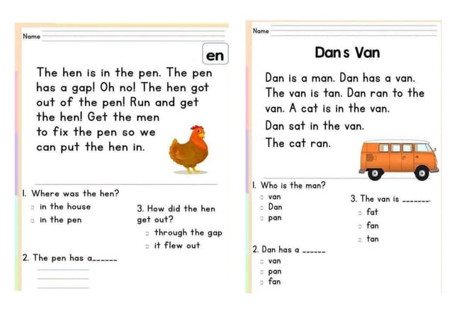 basic reading for primary and Grade one learners | DOCX