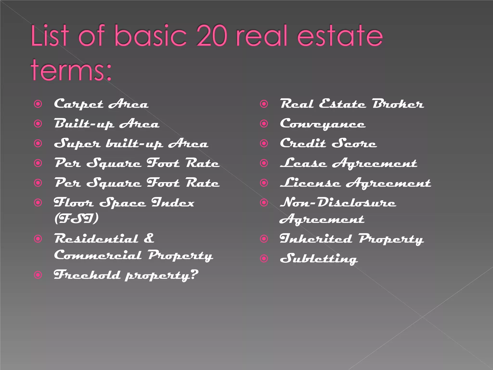 Basic real estate terms in india | PDF