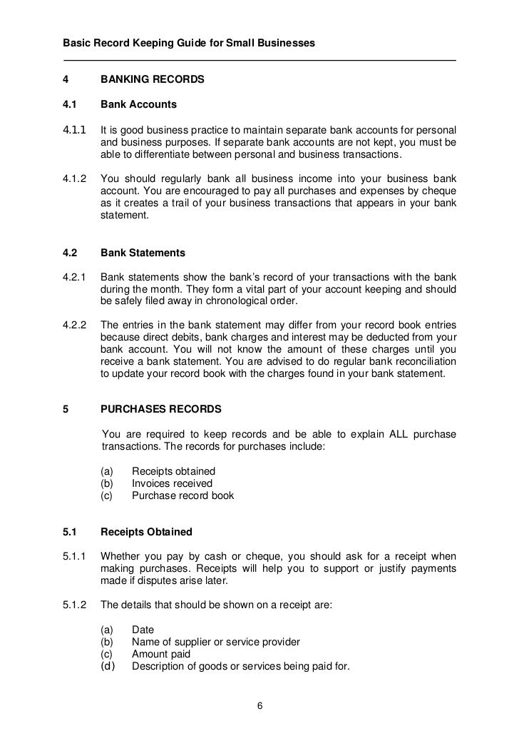 Basic record keeping guide for small businesses