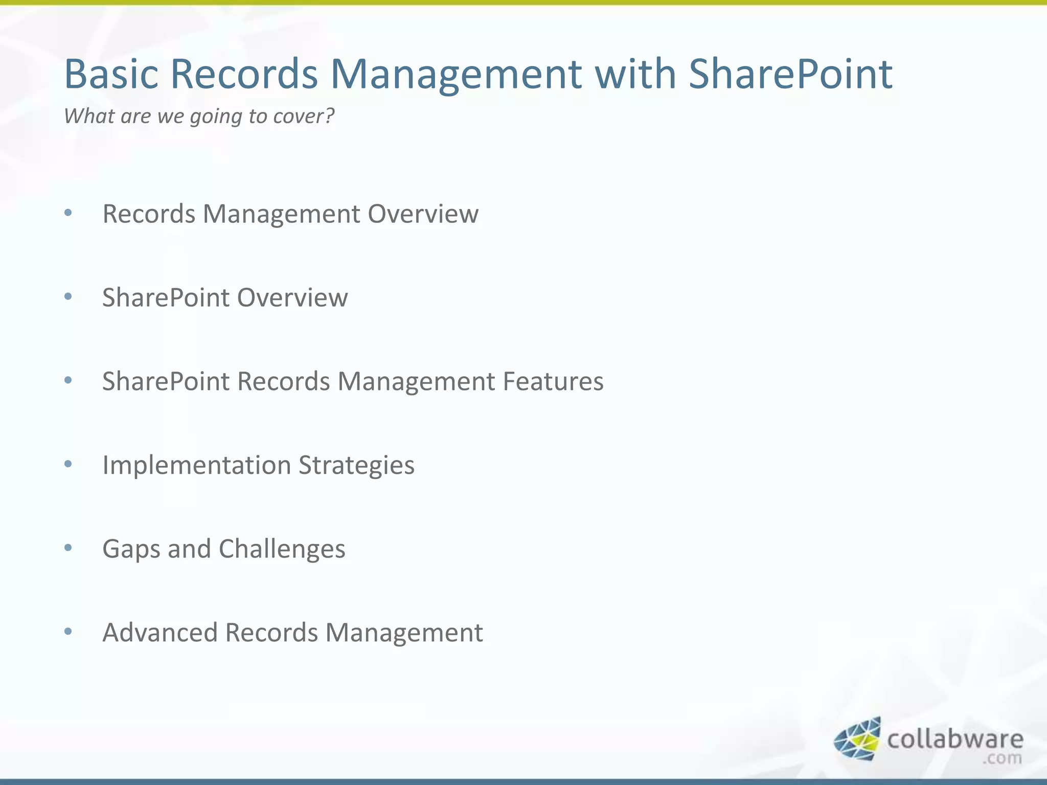 Basic Records Management for SharePoint | PPTX