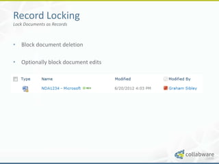 Basic Records Management for SharePoint | PPTX | Data Storage and Warehousing | Computing