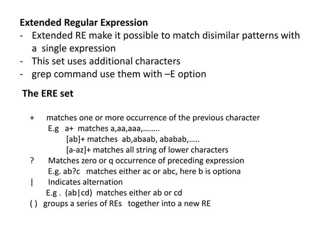 Basic regular expression, extended regular expression | PPTX