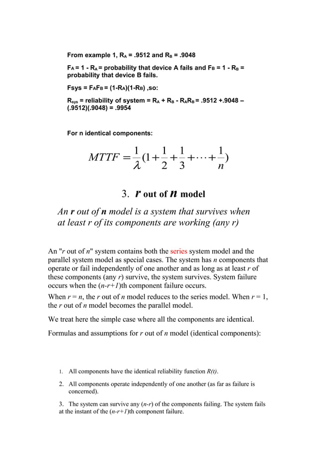 Basic reliability models | DOC